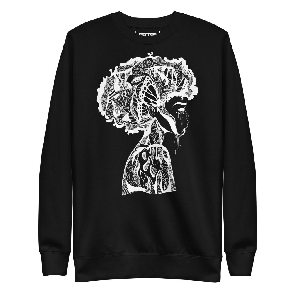 The Most Unique Afro Sweatshirt "Beautiful Mind" for You (White Line ...