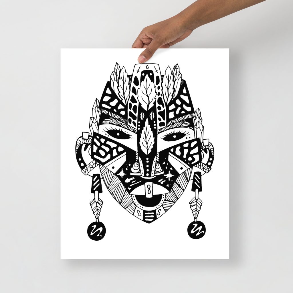 African Mask Drawing "Mask 97 of 100" African Masks Art - Kenal Louis ...