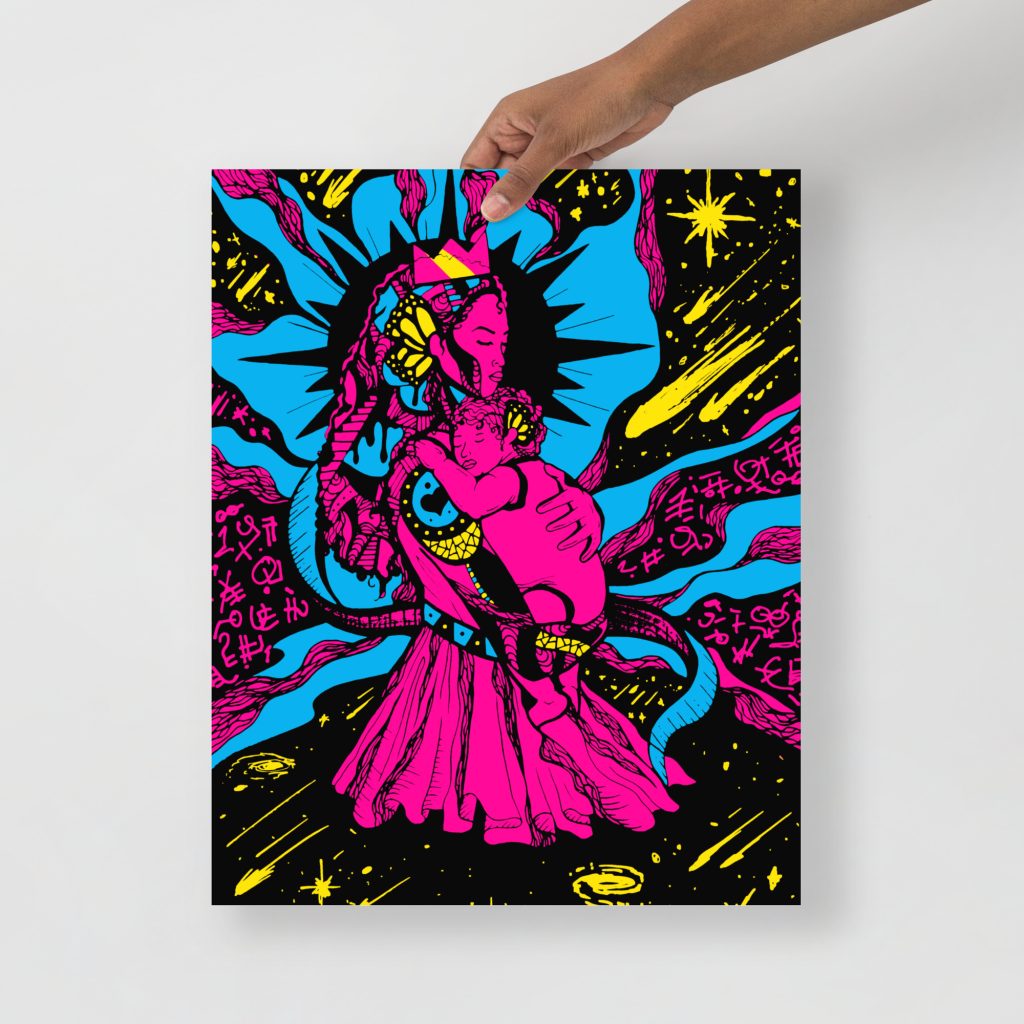 CMYK Pink Mom Art Drawing “Mother of Moon” Art for Mom - Kenal Louis ...